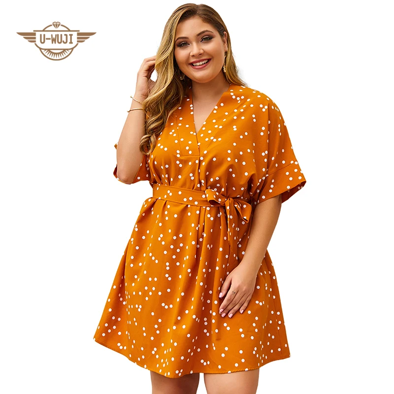 Fat Women's Fashion Sexy Short Sleeve V-neck Floral Printed Midi Plus ...