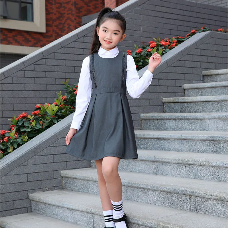 Custom School Student Wear - High Quality Grey Pinafore Dress