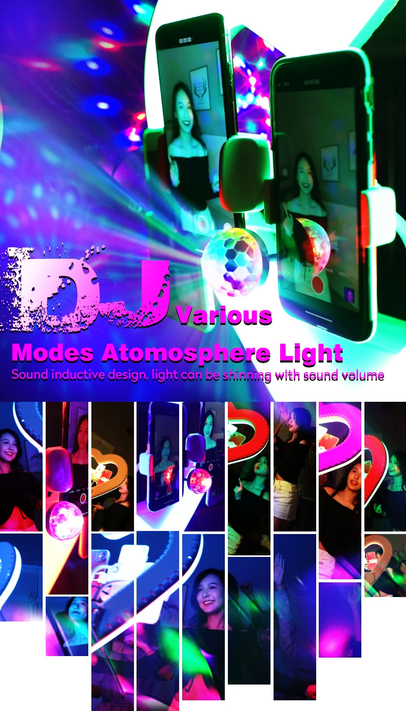 Ce And Rohs Material 18 Inch Heart-shaped Selfie Rgb Ring Light For ...