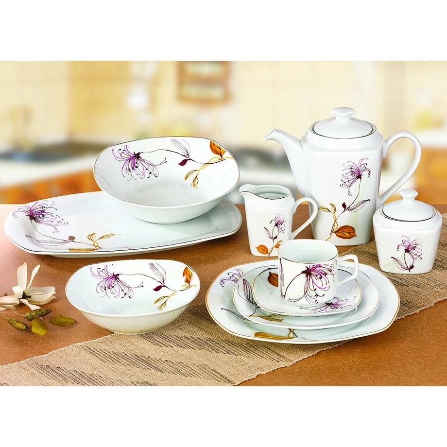 47pcs Hotel Used Square Blue Dandelion Dinner Plates Dinnerware Sets ...