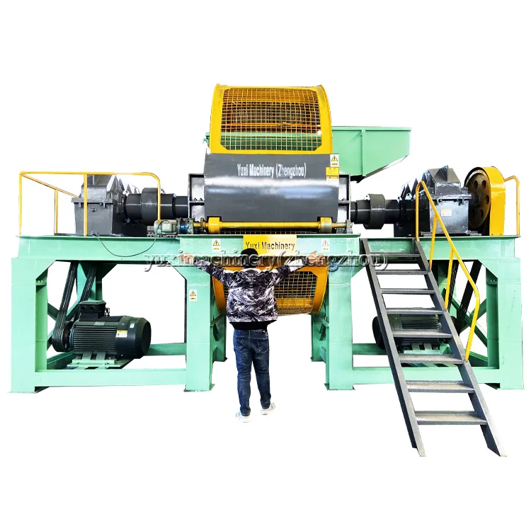 Large Capacity Industrial Used Tyre Rubber Crusher Shredder Line Waste ...