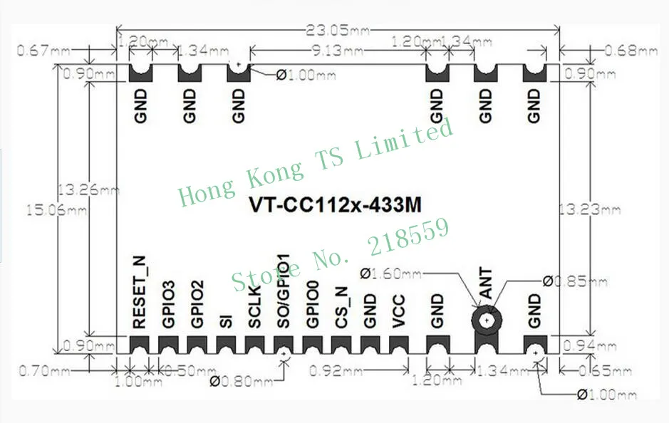 VT-CC1120 Wireless Module - High Sensitivity 433mhz/868mhz