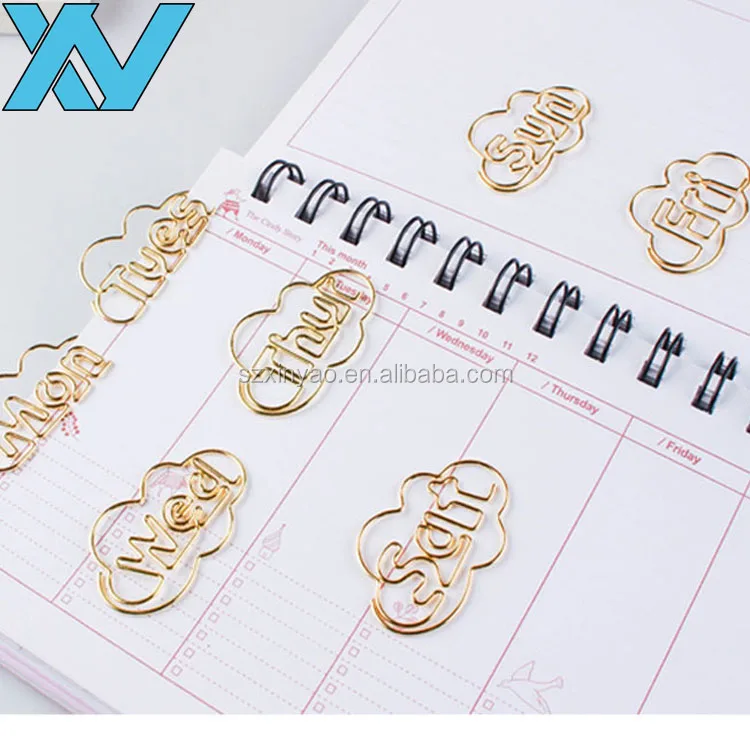 Month Week Shape Paper Clip Custom Gold Paper Clip - Buy Custom Shape ...