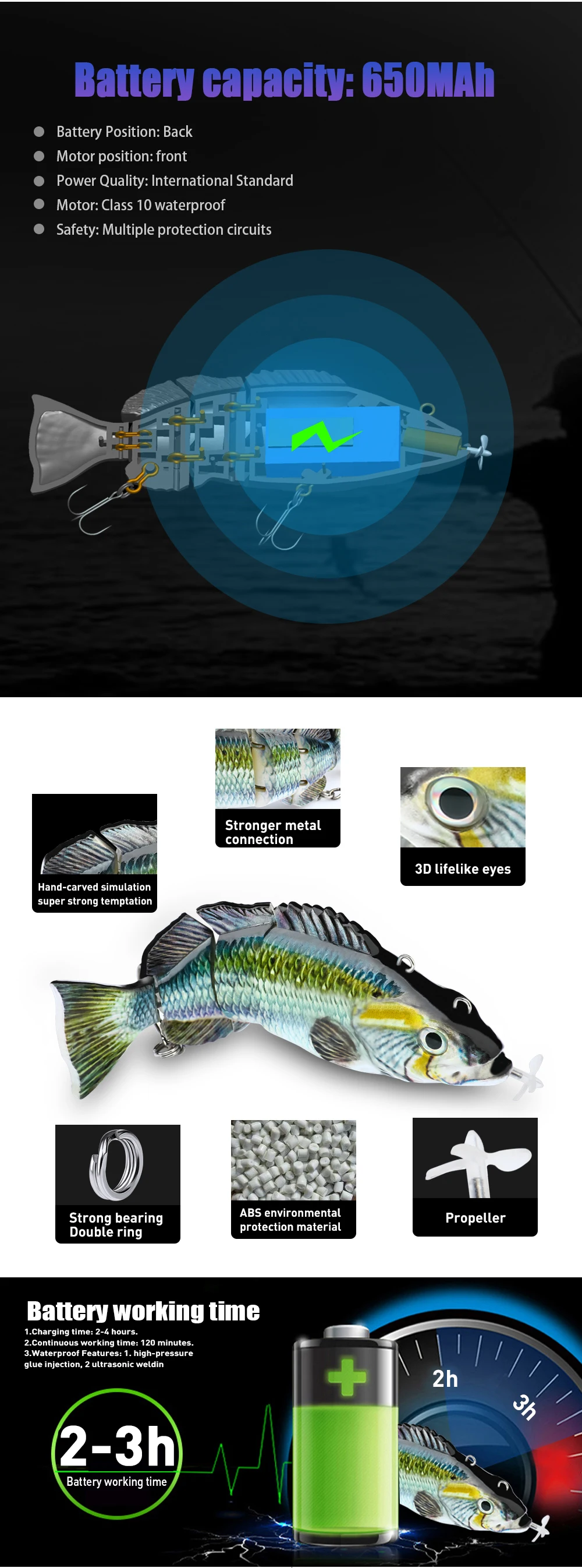 Peche Robotic Swimming Wobbler Fishing Lures Auto Electric Lure Bait ...