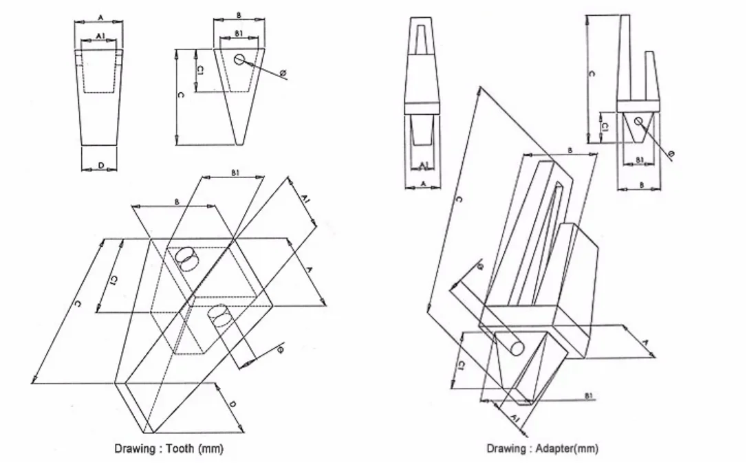 Side Cutter Bucket Tooth Forced Digging Excavator Teeth 7y0203 7y0204 ...