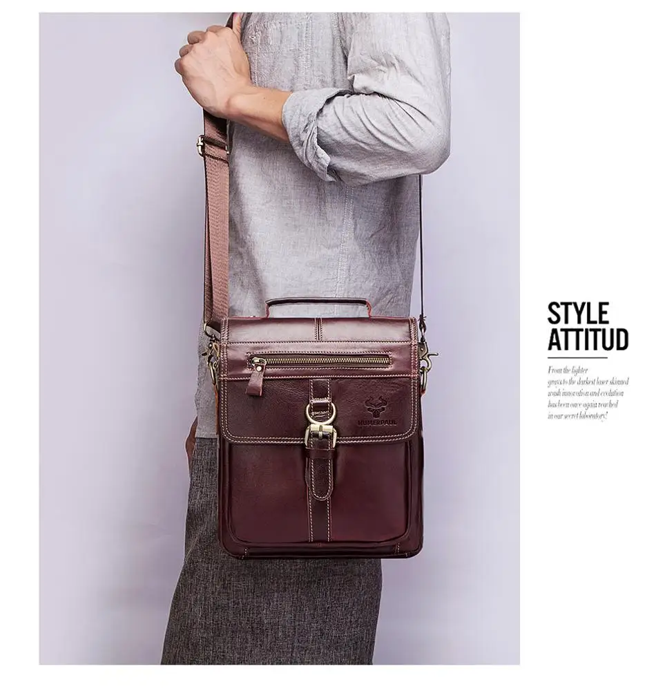 HUMERPAUL Small Genuine Leather Bags for Men High Quality Travel Cross ...