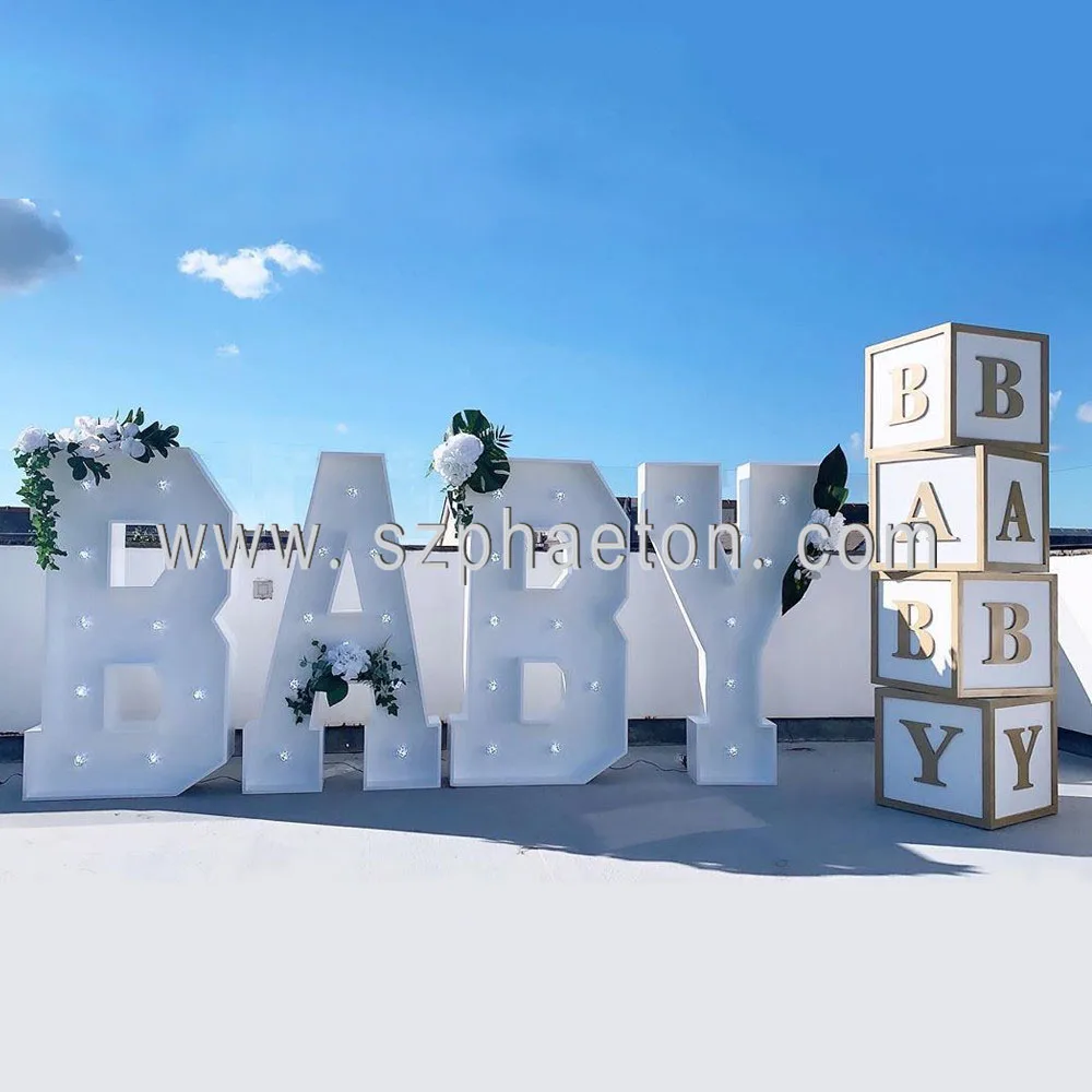 Acrylic Baby Blocks Clear White Abc Box Balloon Cubes For Baby Shower ...