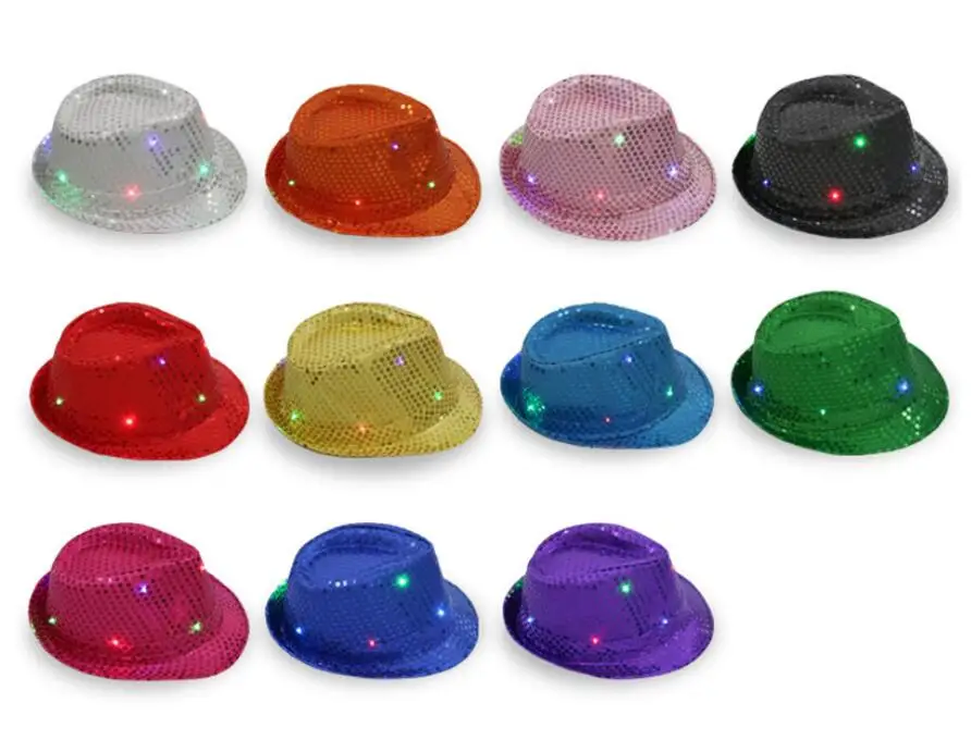 Hot Sale Led Party Colorful Sequin Hats Led Christmas Hats Led Cowboy ...
