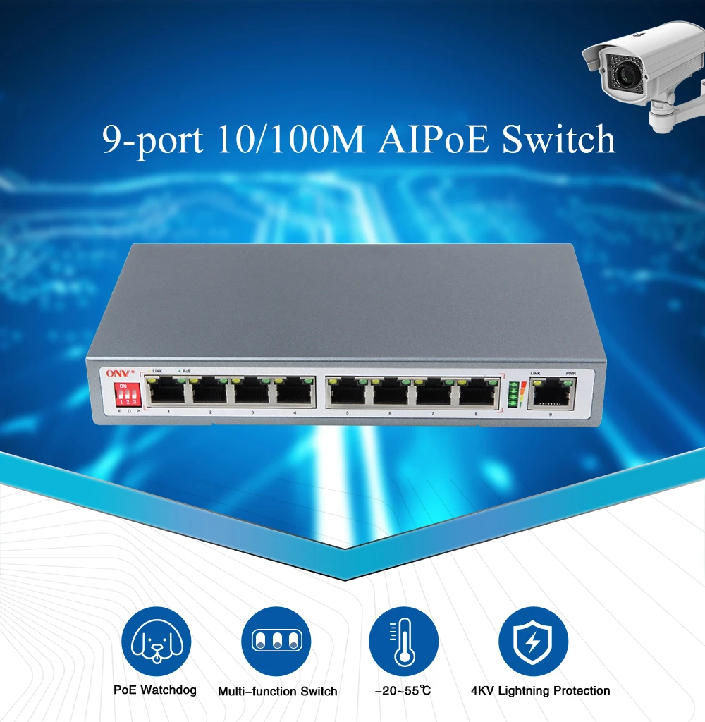 Interruptor poe de 8 puertos compatible con IEEE 802.3x, control de ...