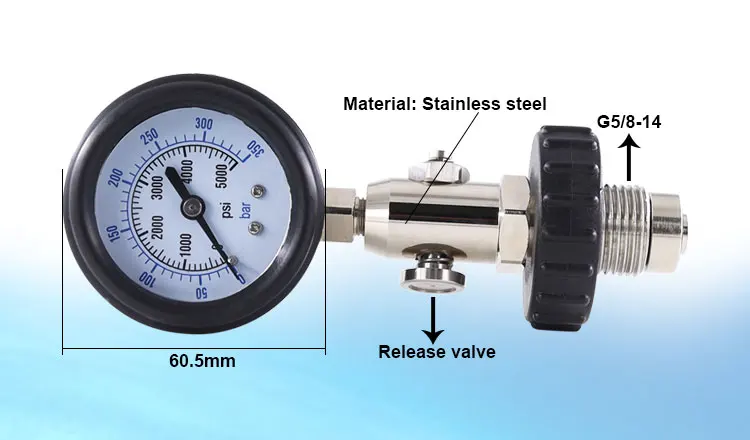 DIN Scba Dive Cylinder Tank High Pressure Checker Gauge