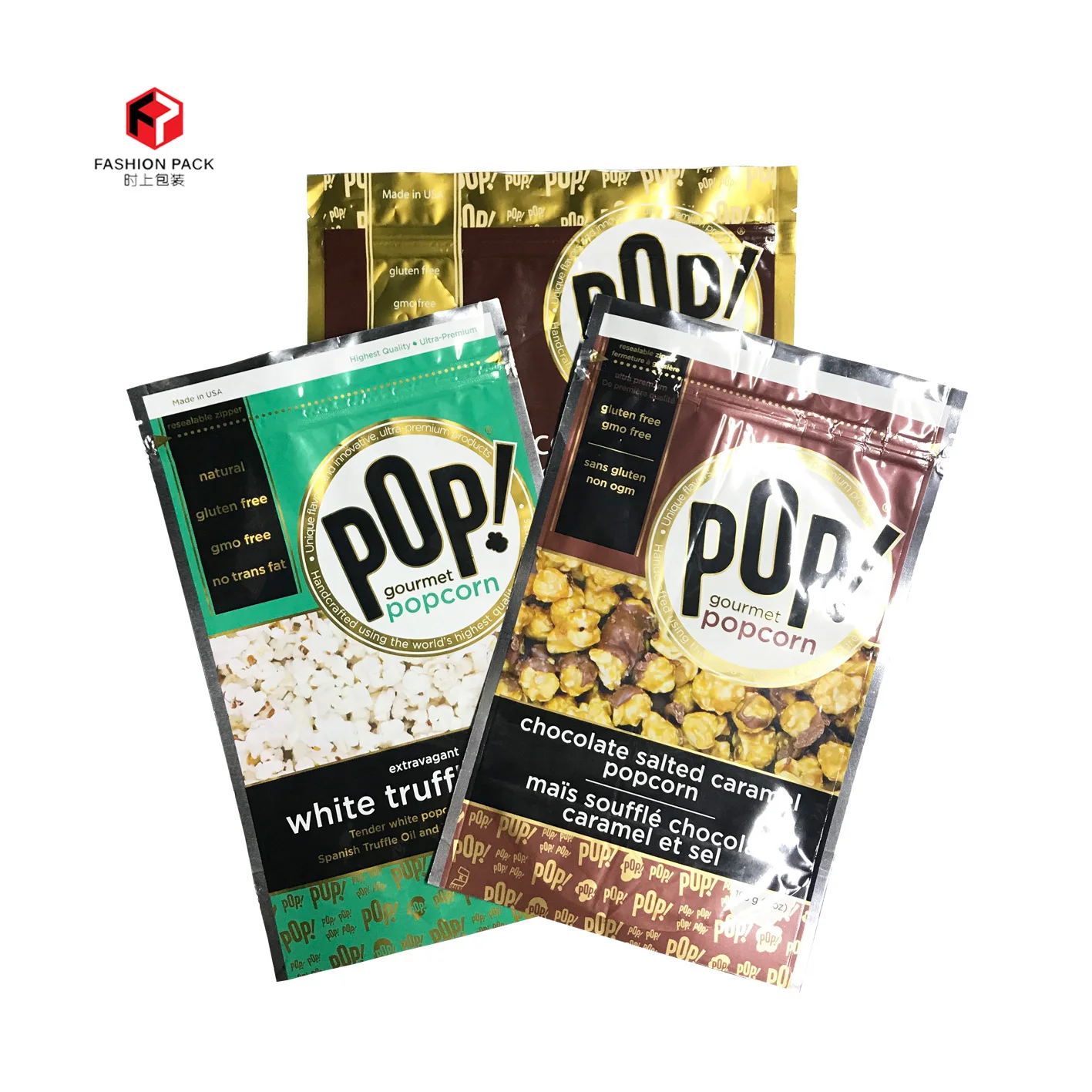 Customized Food Grade Popcorn Stand Up Zipper Pouch Custom Popcorn ...