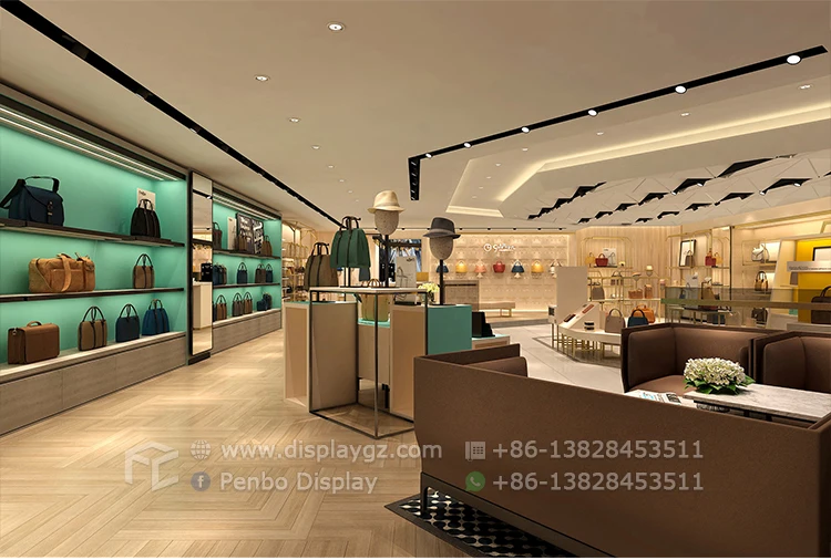 Customized Modern Bag Shelves Bags Display Showcase For Retail Store ...