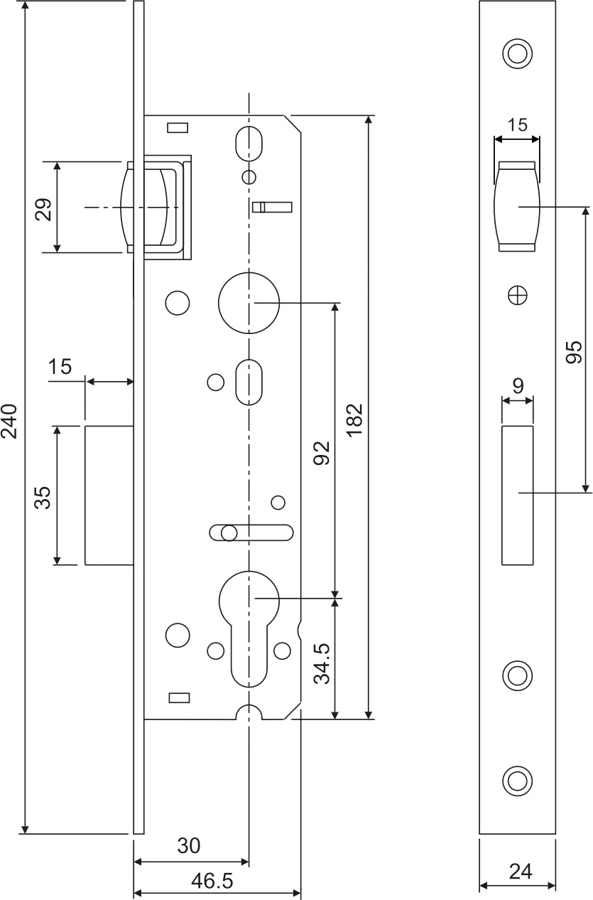 Narrow Roller Latch Mortise Lock Body For Timer And Steel Doorsets 30mm ...