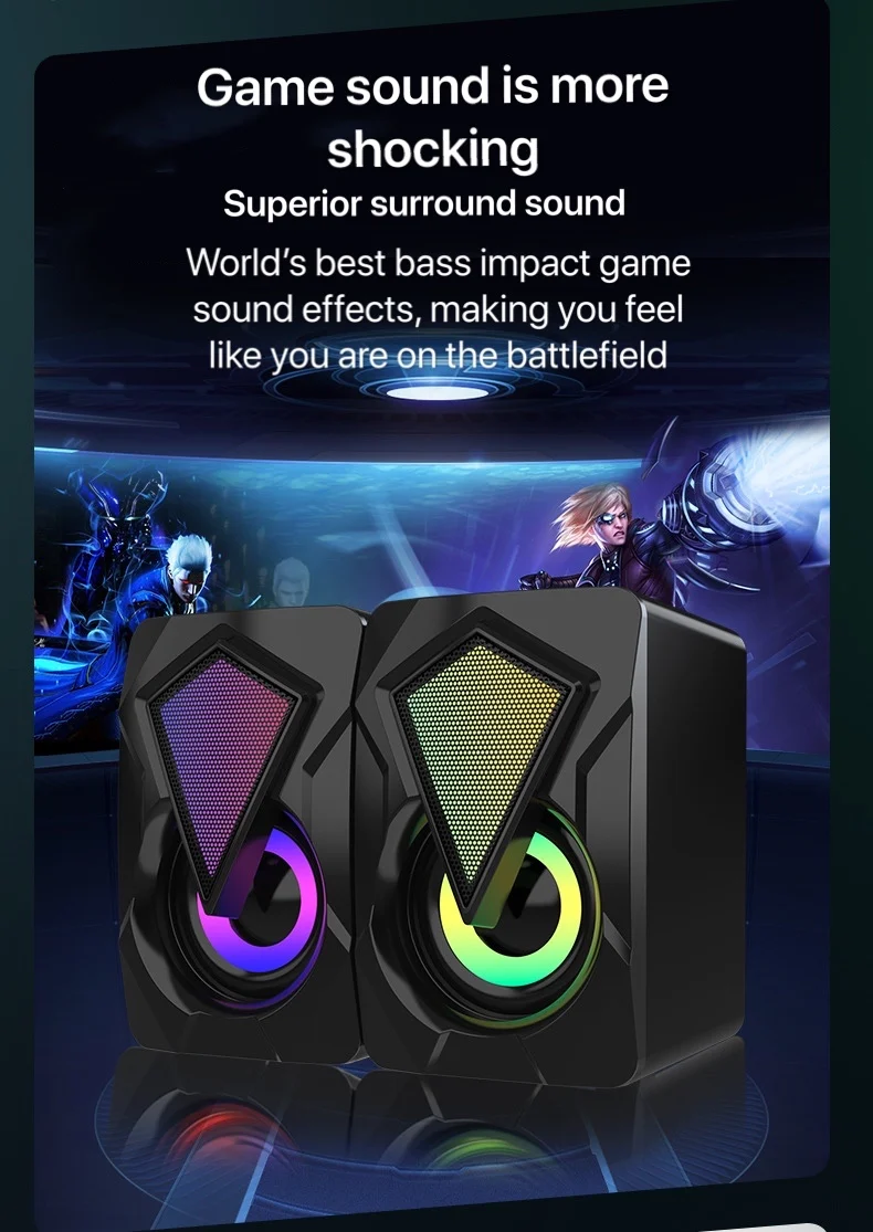 X2 Usb Mini Super Subwoofer Wired Colorful Lighting Effect Rgb Desktop ...