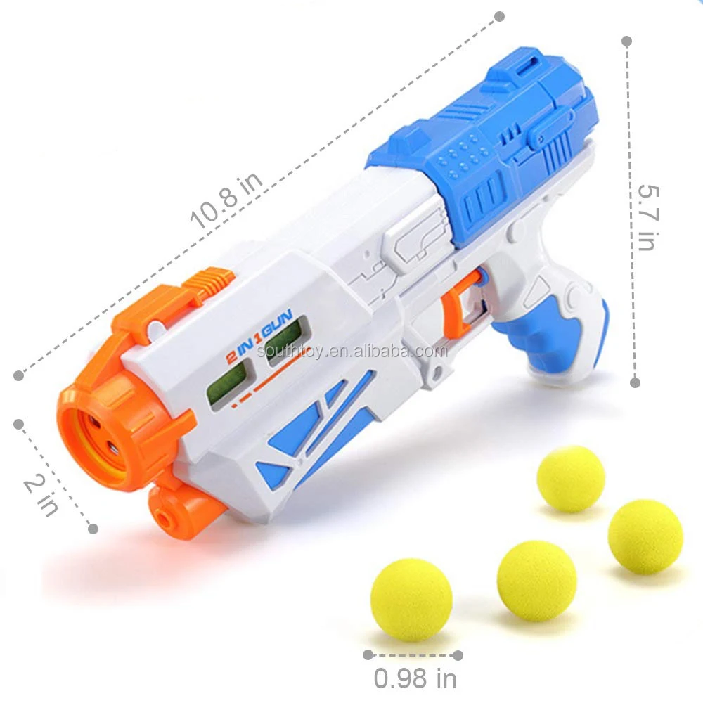 2 in 1 Summer Water Guns & Foam Soft Pinball Shooting Gun