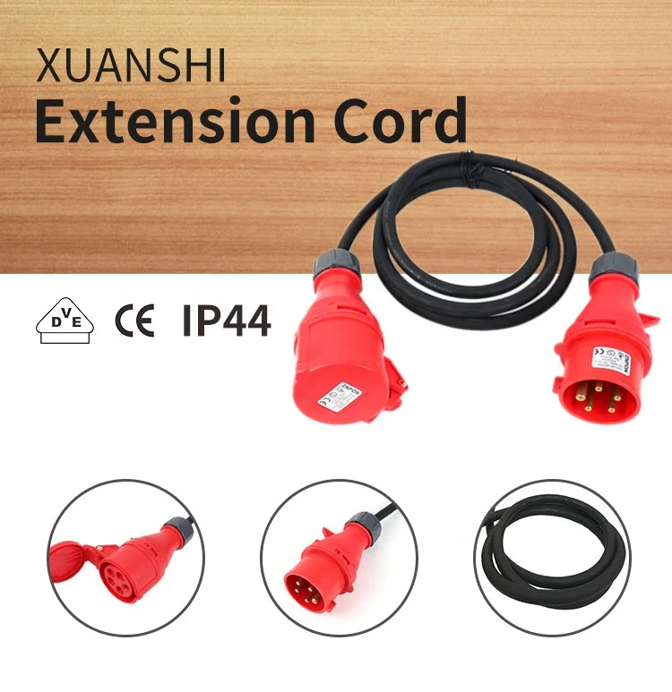 16 Amp 5 Pin Plug Industrial Electrical Extension Cable