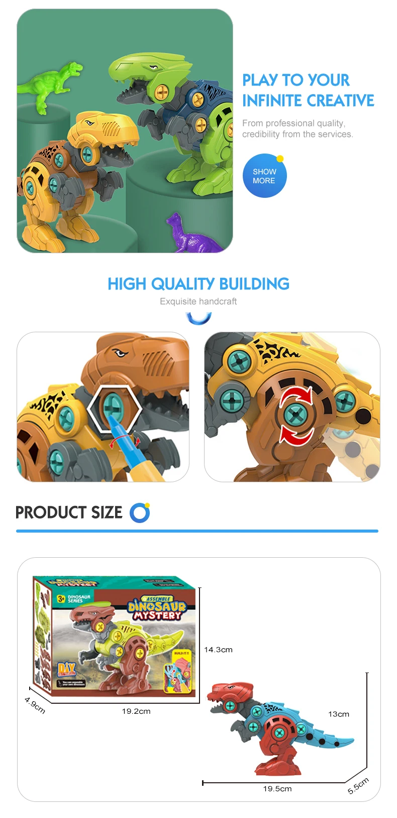 Diy 3d Animal Dinosaur Toy Dino Assembly Toys Take Apart With ...