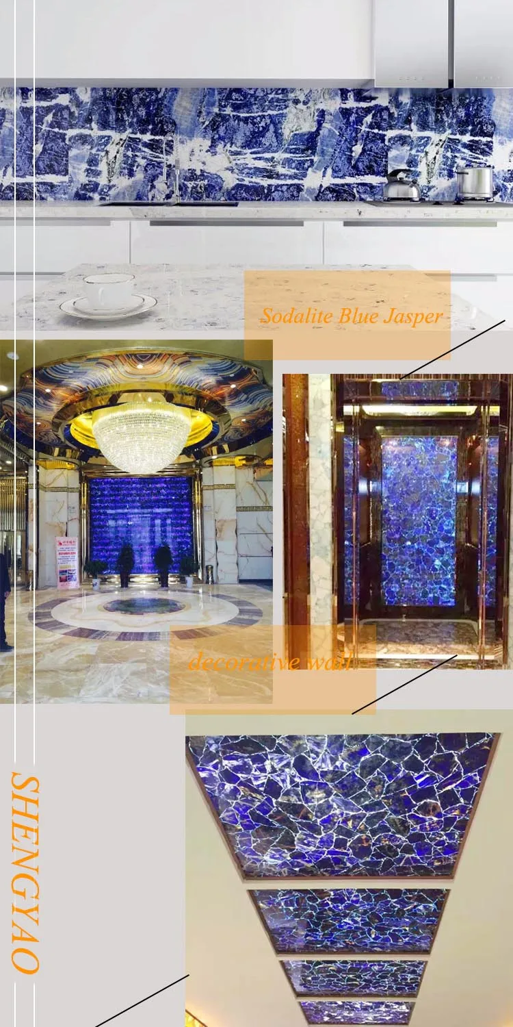 Sodalite Blue Semi Precious Gem Stone Mosaic Slab Countertop Wall Stone ...