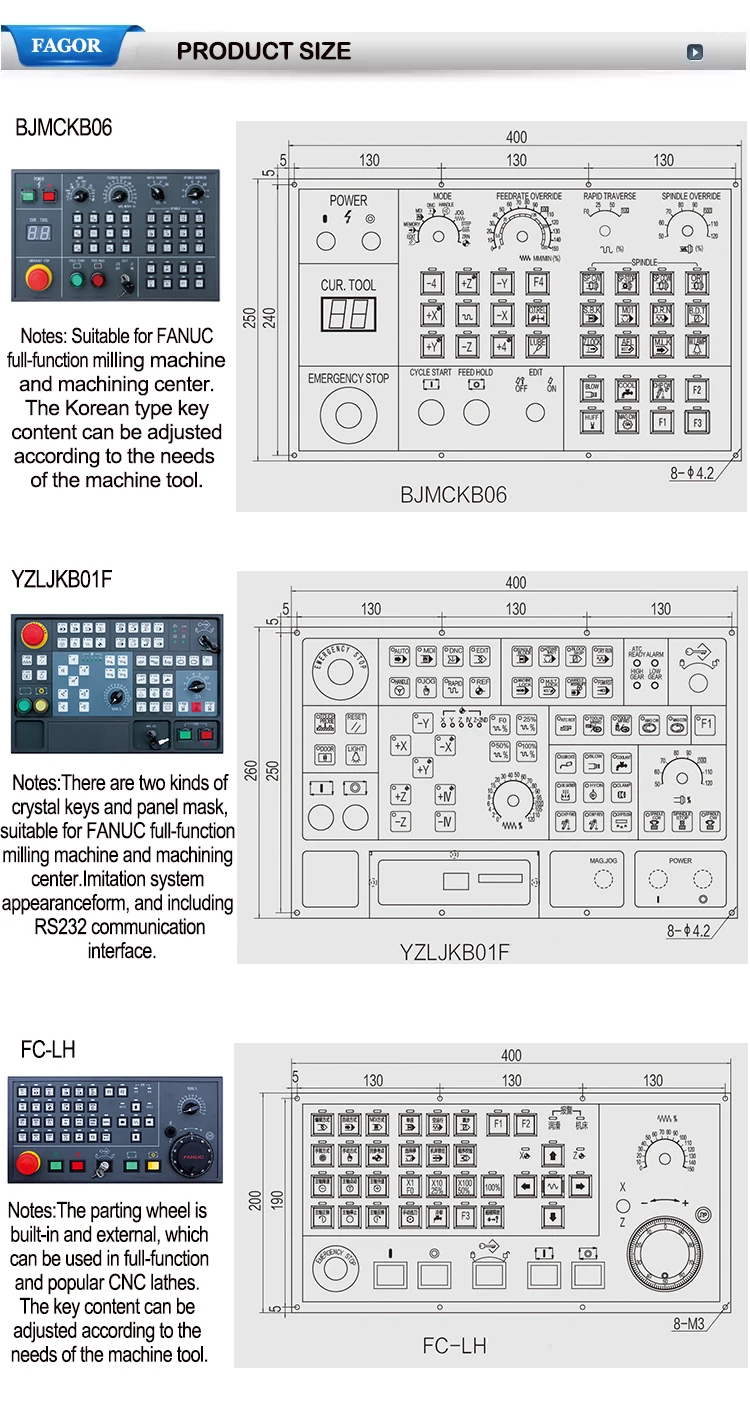 3 Axis Cnc Mill Controller Vmc Control Panel Yzljkb01f/fc-lh/kb01-v1 ...