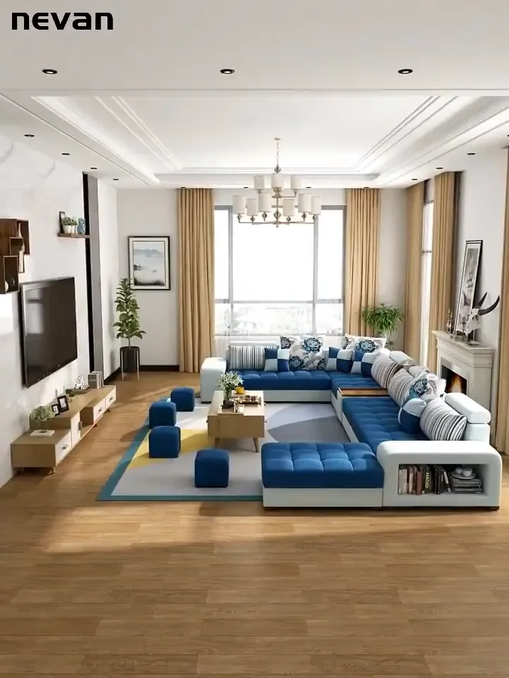 Modern Fashion Confortable 7 Seater Sectional Corner Linen Fabric ...