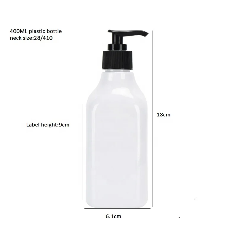 400ml Recyclable Shiny White Square Shampoo Gel Handwash Lotion Bottle ...