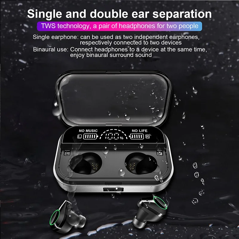 Airoha 5.0 Bluetooth Tws Truely Earbuds Battery Capacity 4000mah Led ...