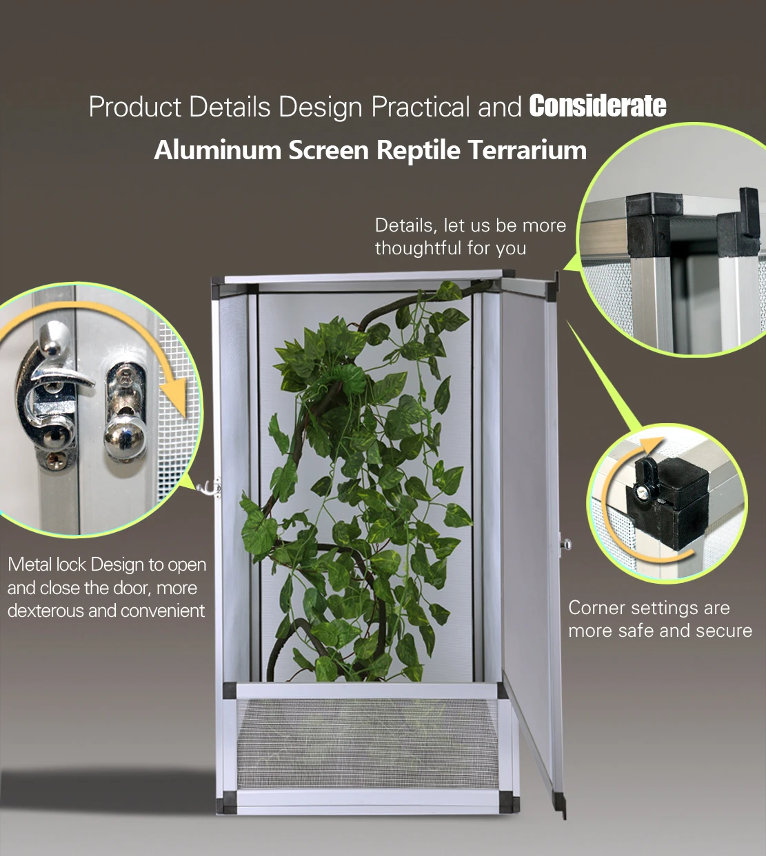Aluminum Screen Cage Reptile Terrarium - Breathable & Durable