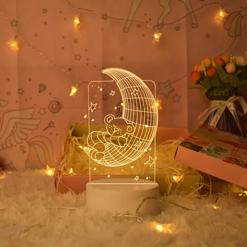 Decoration 3d Shadow Optical Illusion Acrylic Night Kids Lamp Light 3d ...