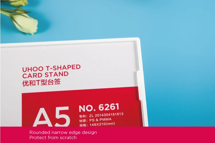 UHOO A5 Paper Size Acrylic T-Shaped Table Menu Display Stand