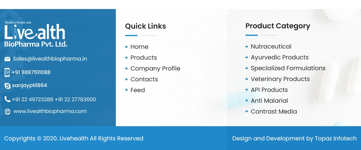 LIVEALTH BIOPHARMA PRIVATE LIMITED - Formulations, APIs