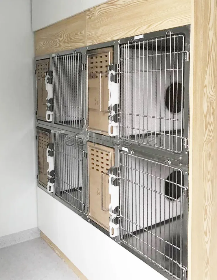 3 Cage Full Round Corner Cage Double Unit Stainless Steel Cat Suite ...