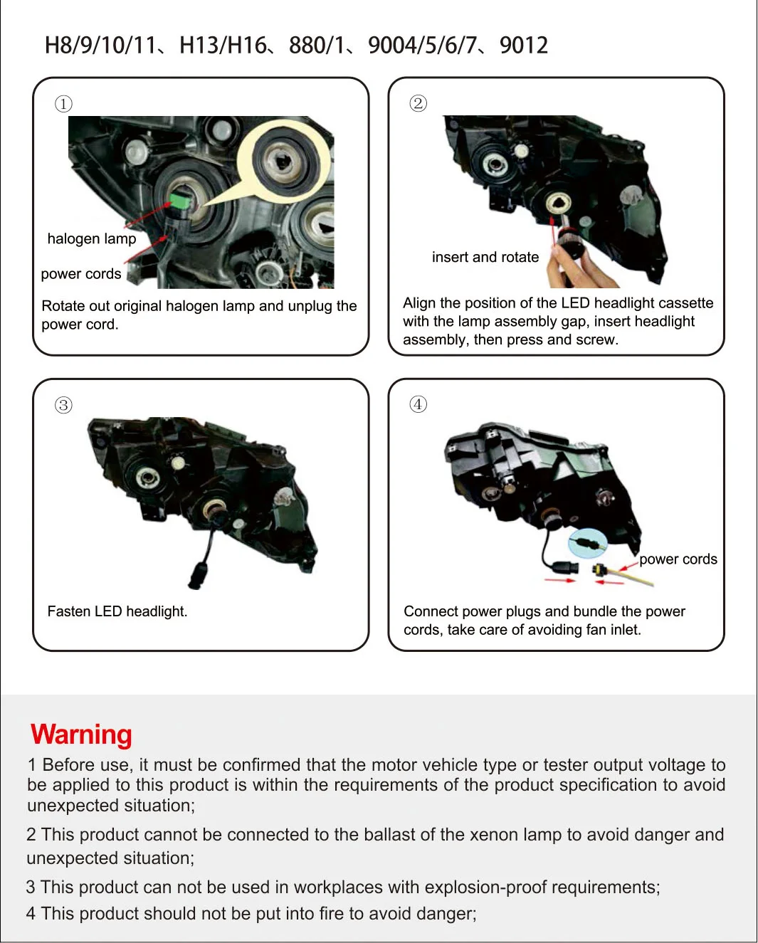 Smart RGB LED Headlights for Car Retrofit - Control 7 Colors