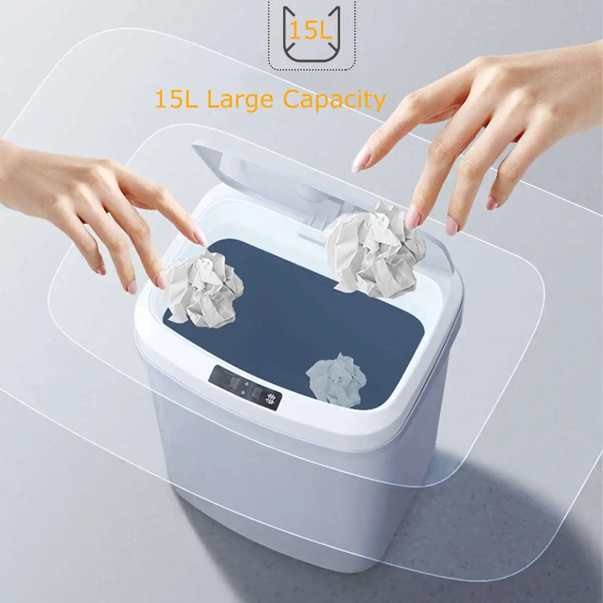 15l Home Intelligent Trash Can Automatic Induction Electric Waste Bins ...