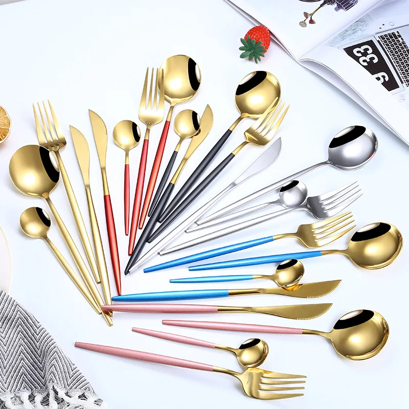 Knife Fork Spoon Rose Gold Plated Ss304 Wedding Cutlery Set Wholesale ...