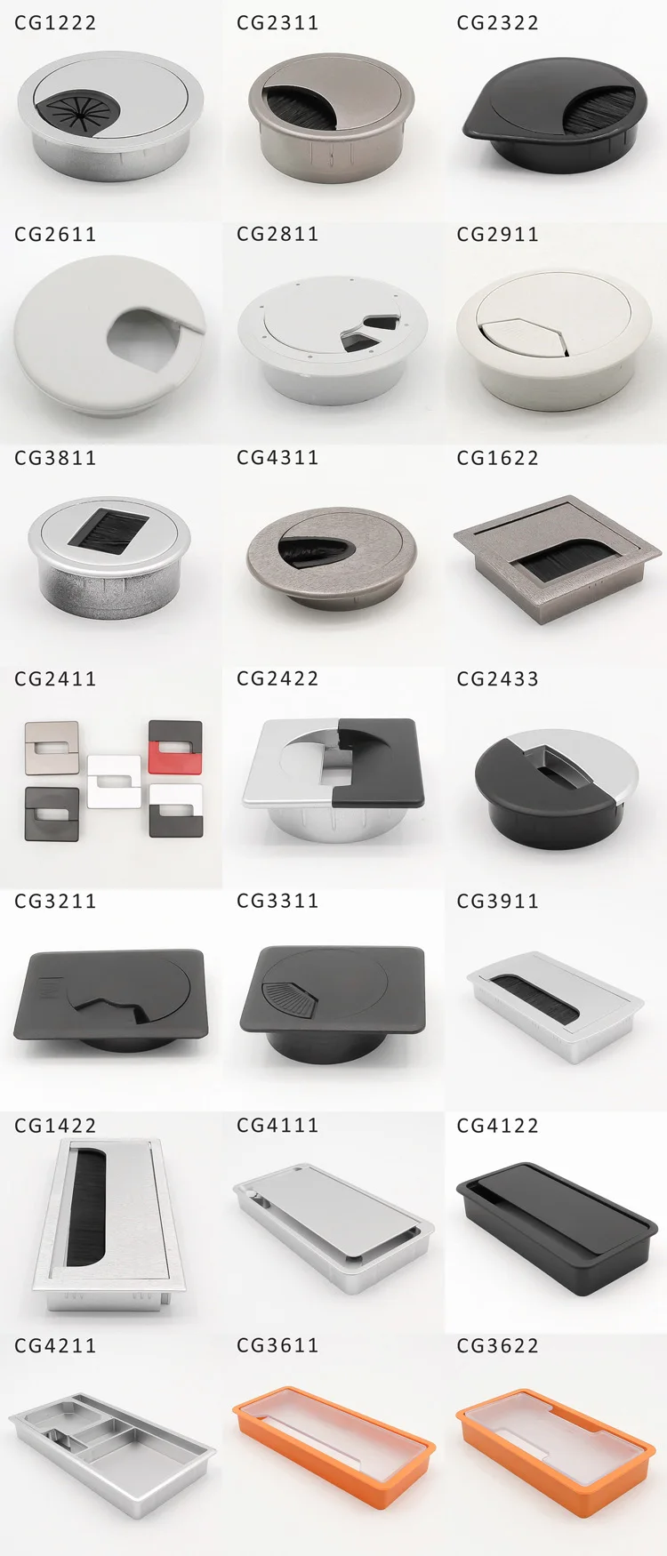 50mm Plastic Conference Table Cable Grommet - Black