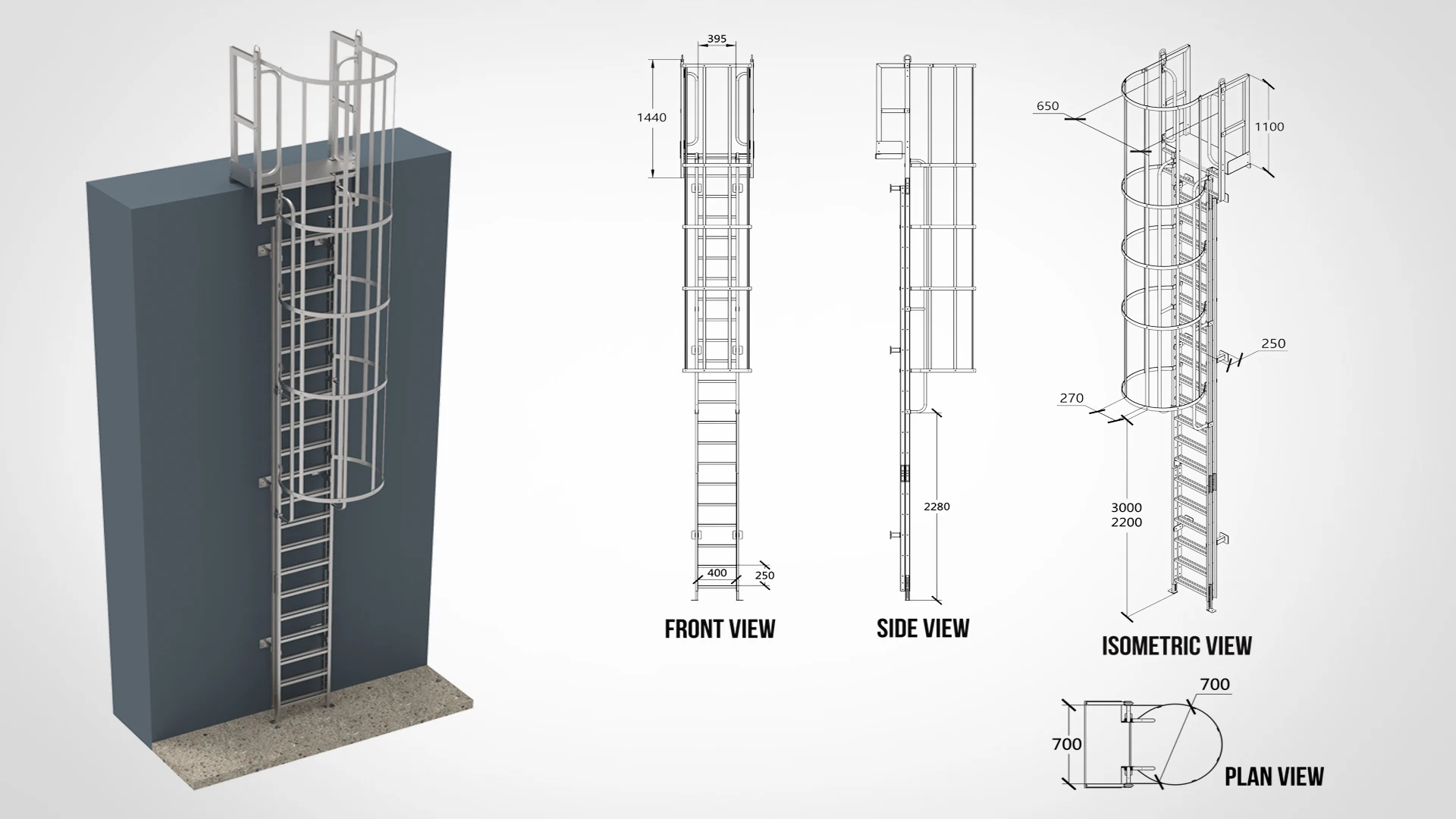 Galvanized Mild Steel Fixed Access Ladders In High Quality - Buy ...