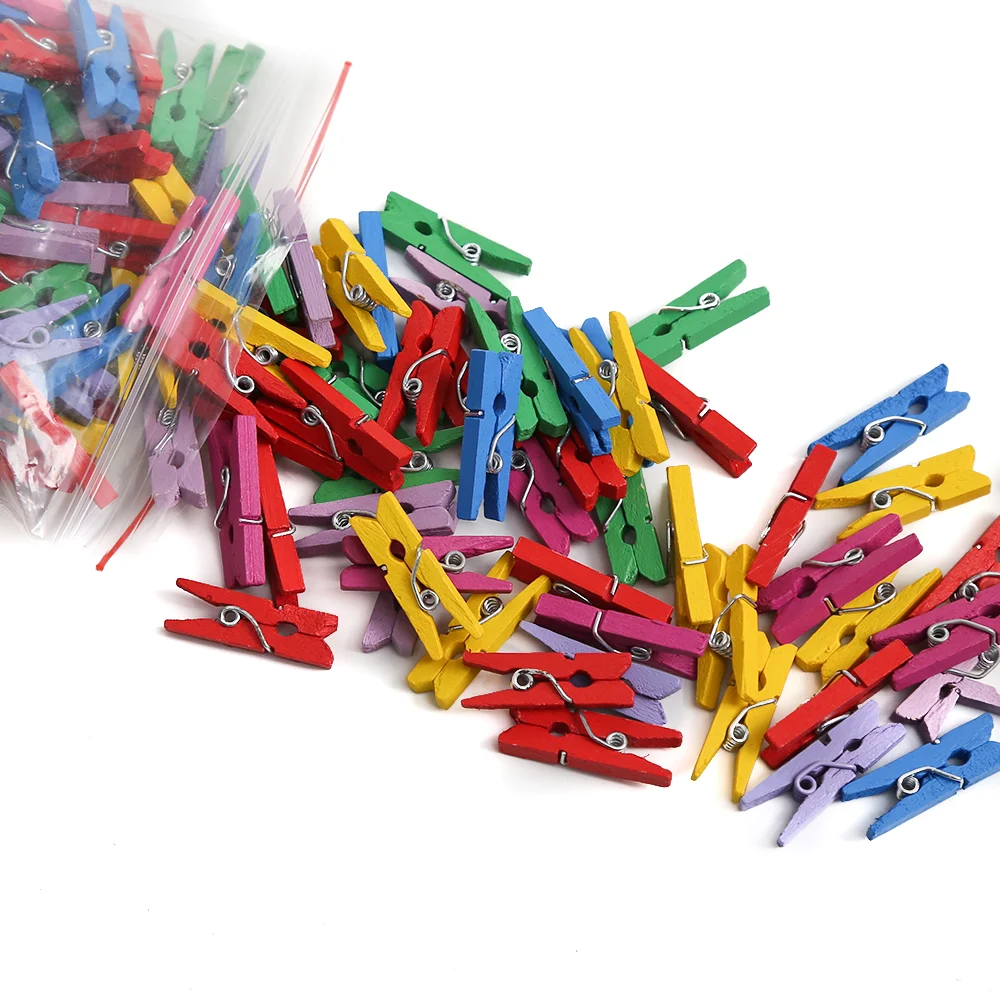 80pcs 2.5cm Narture Wooden Peg Decorative Mini Wooden Clothes Hanging ...