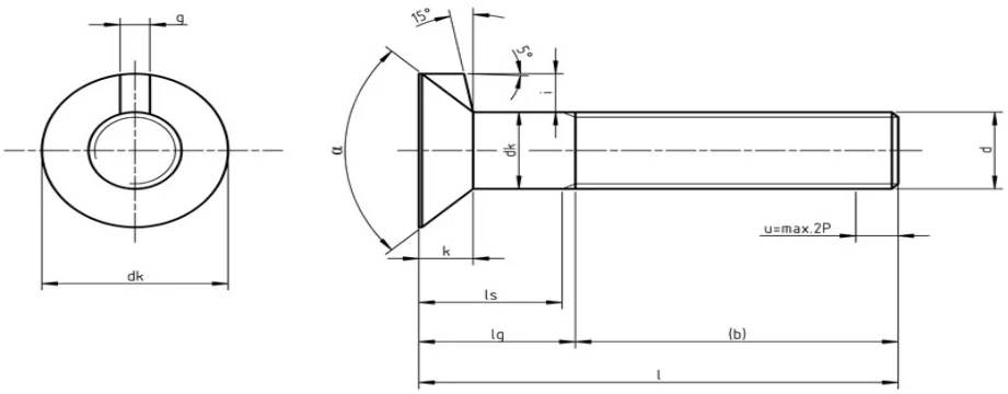 DIN 604 M6-M24 Galvanized Flat Round Countersunk Nib Bolts