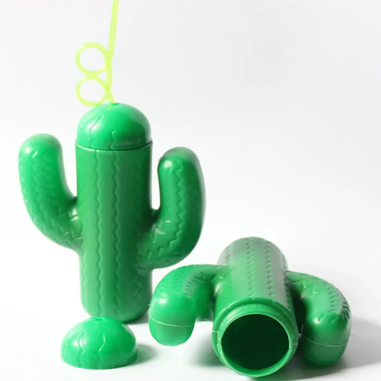 Bpa Free Plastic Cactus Shaped Cup Set With Drinking Straw - Buy Cactus ...