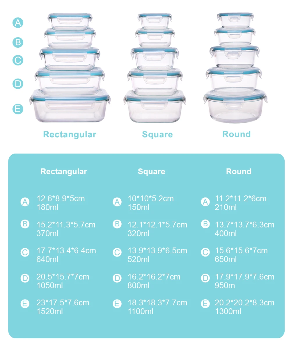 Ikoo Glass Glass Lunch Box Set Bento Box Heat Resistant Glass Food ...