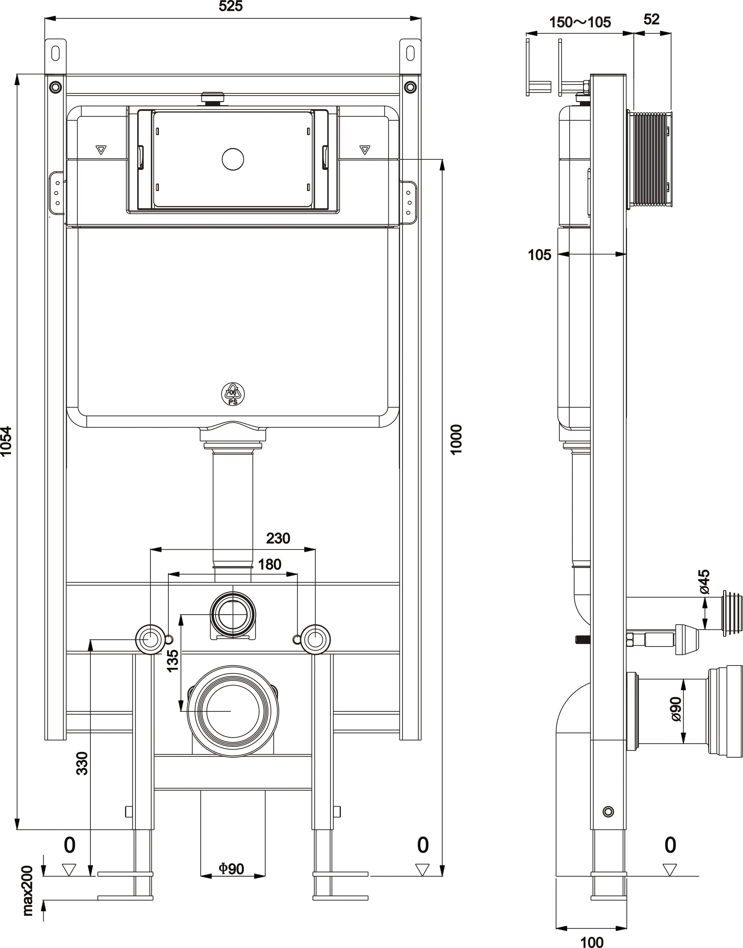 Super Thin Toilet Concealed Cistern With New Design Iron Frame Holder ...