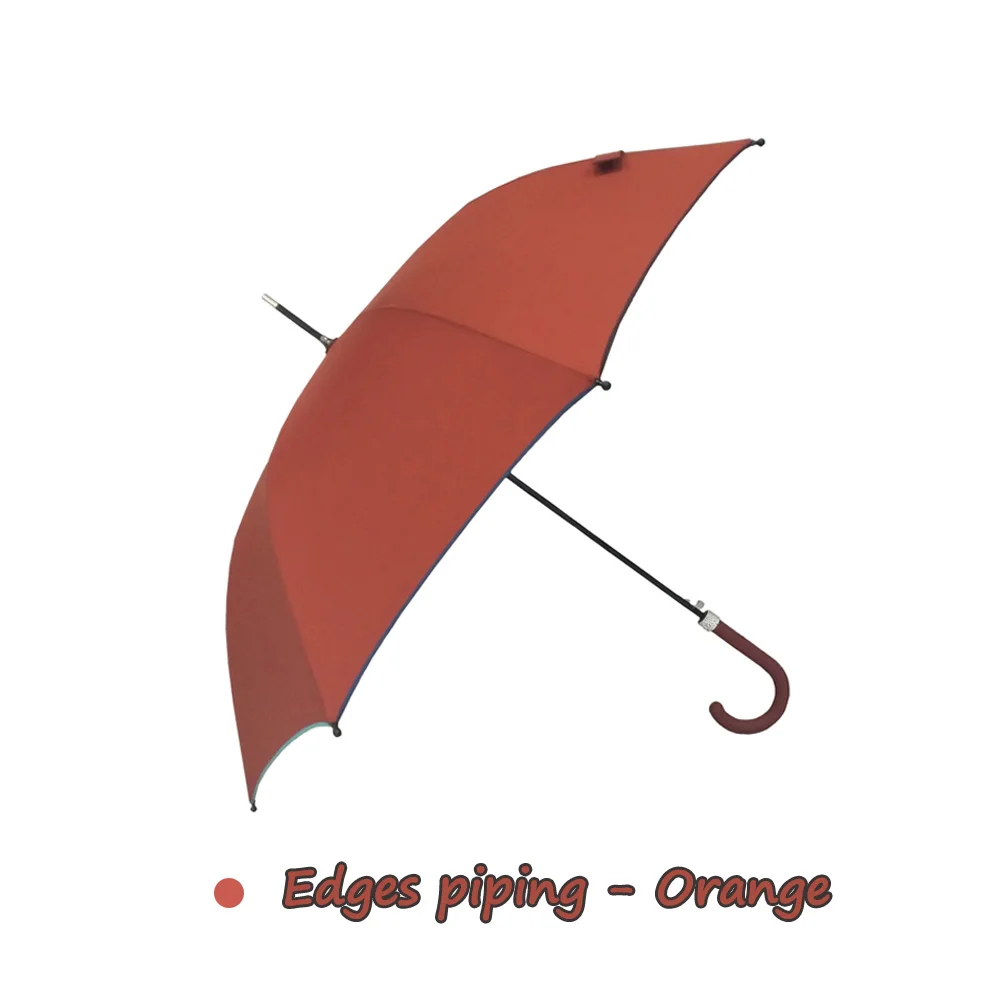 Color Edge Strip Semi-automatic J Shape Handle Straight Umbrella With ...