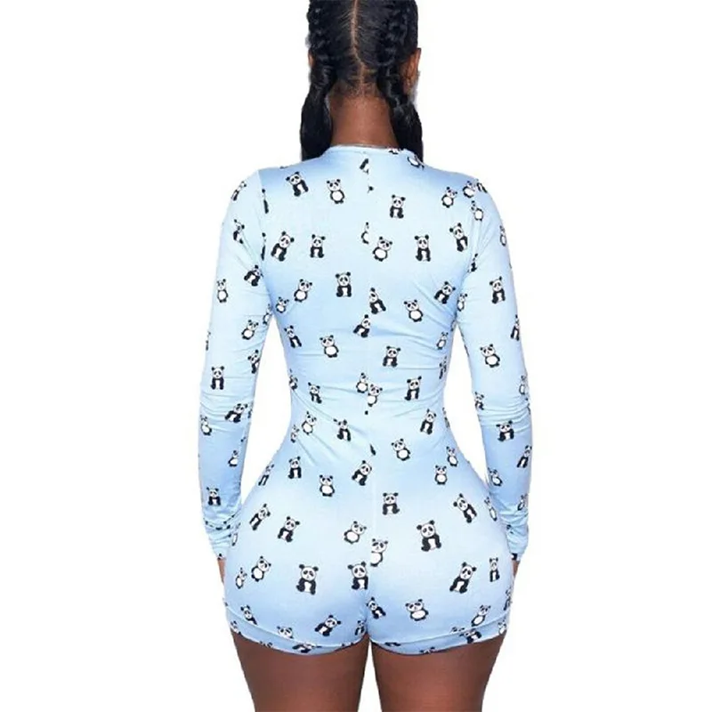 Custom Print Women Onesie Sexy Long Sleeve Adult Romper Onesie For