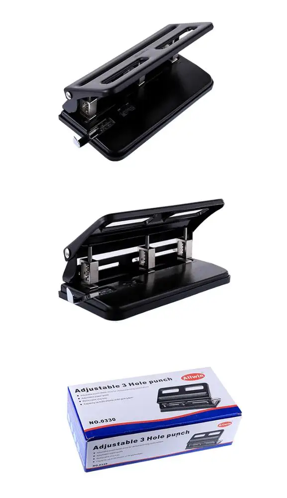 Allwin 3 Hole Adjustable Punch - Heavy Duty Metal Puncher