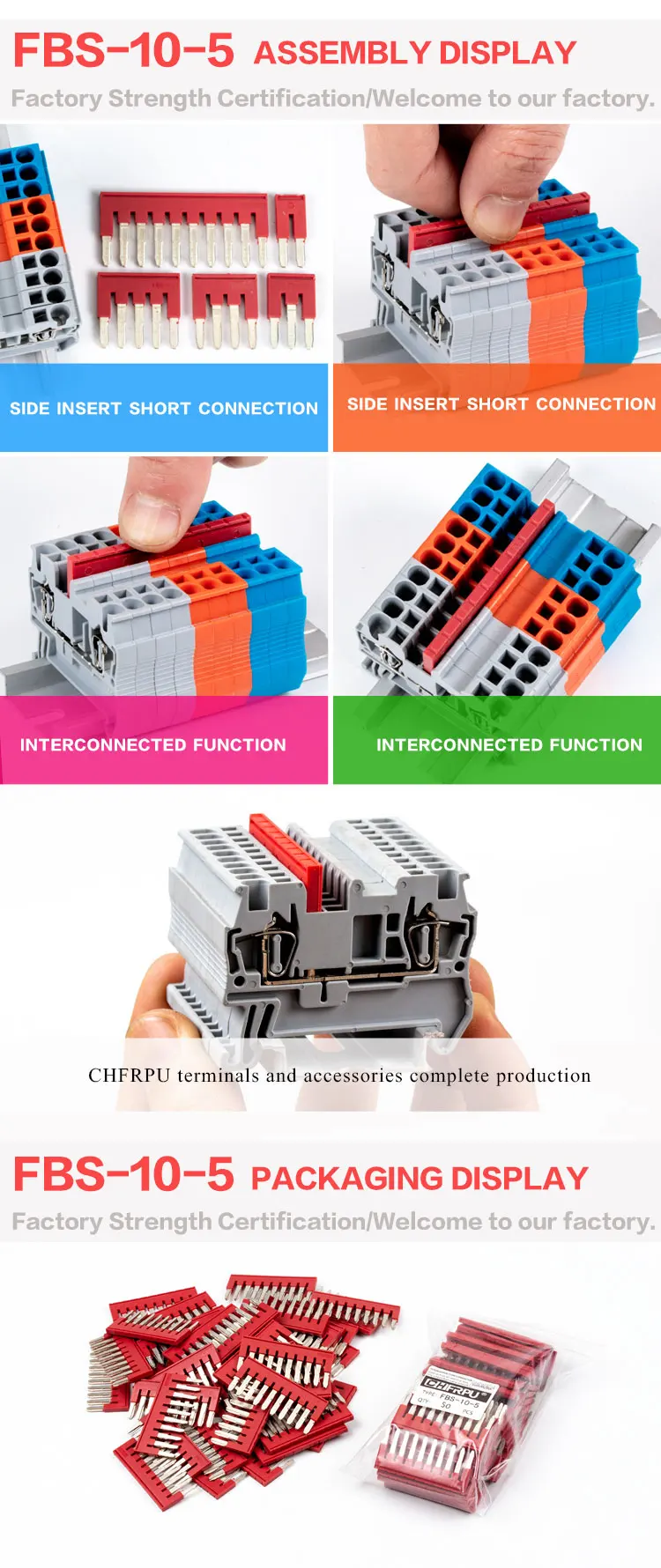 FBS Center Contact Fixed Bridge - ST2.5 DIN Rail Accessory