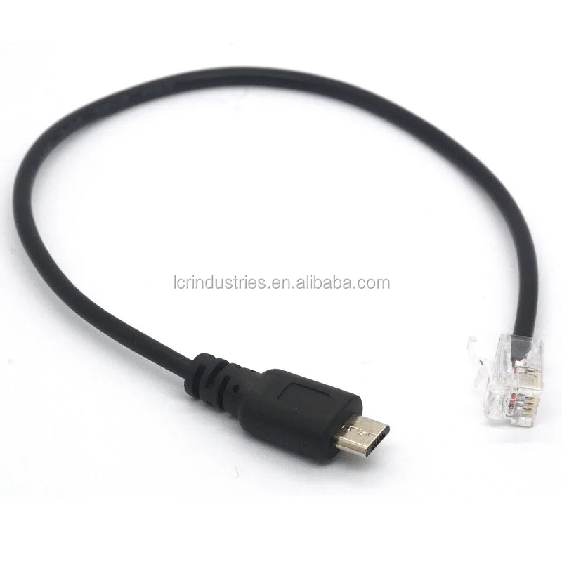 4P4C RJ9 Male to Right Angle Micro USB Adapter - 0.5m Cable