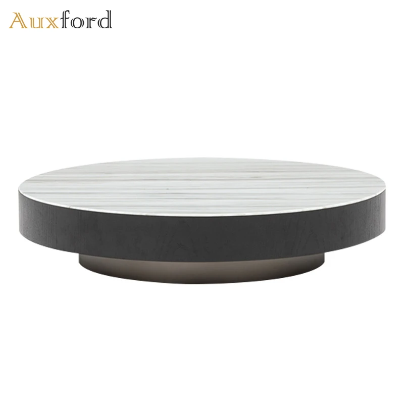 Modern Round Sintered Stone Top Coffee Table with Drawer