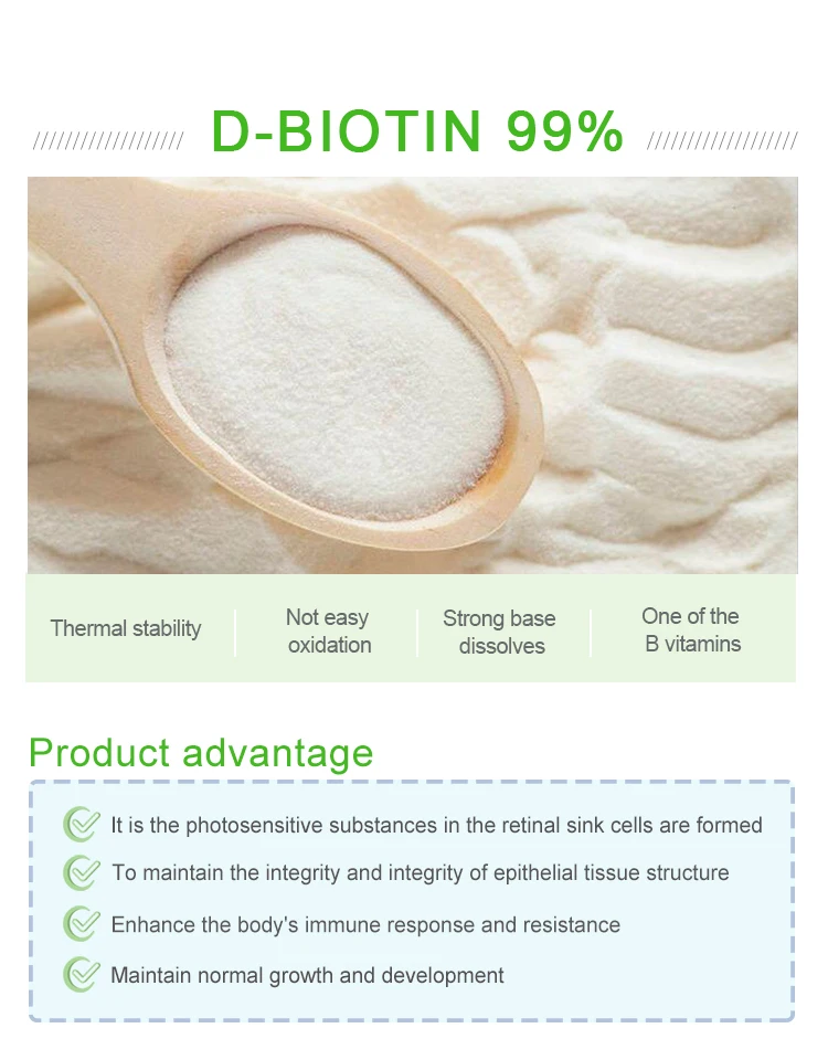 Biotin 99% D- Biotin 99% Pure Biotin 99% Powder - Buy Biotin 99%,D ...