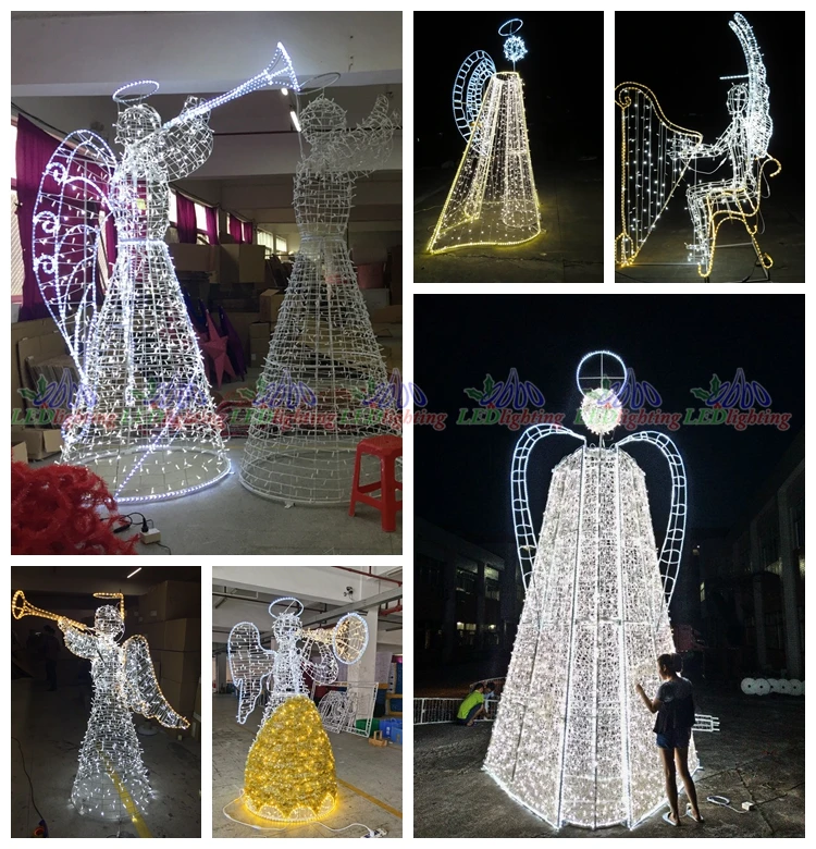Outdoor Lighted Christmas Angels 3d Motif Angel With Harp - Buy Outdoor ...