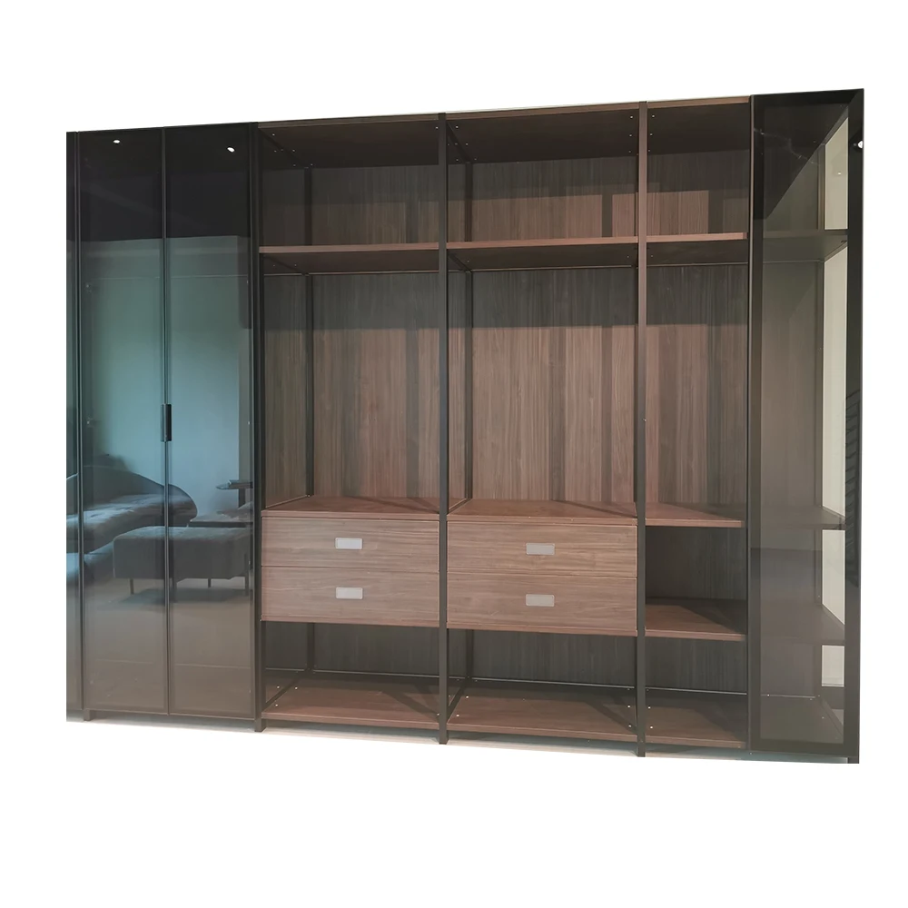 Pure Color Modern Bedroom Wardrobe Design with Aluminum Frame